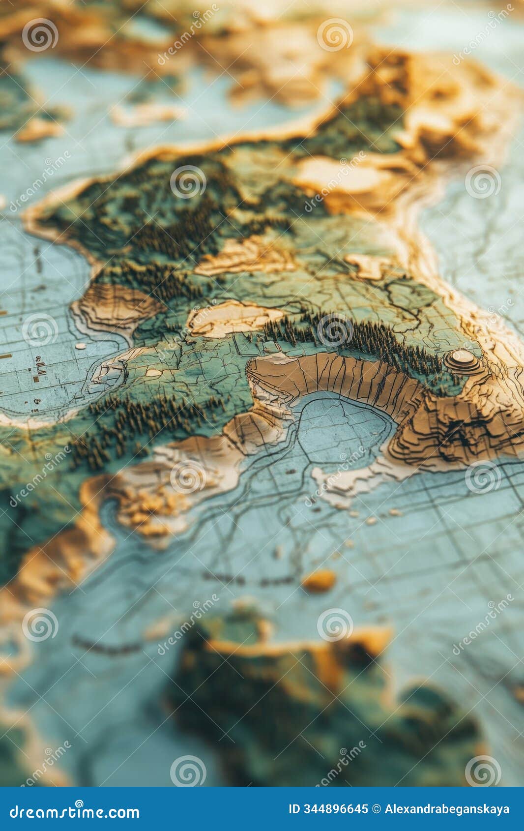 Intricate Topographical Map with 3d Terrain Layers for Educational and ...