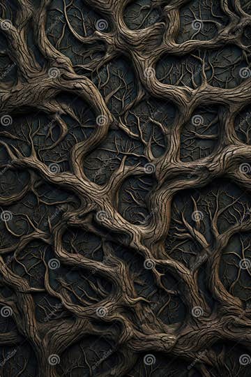 Intricate Tree Roots Forming a Natural Pattern on a Dark Surface Stock ...