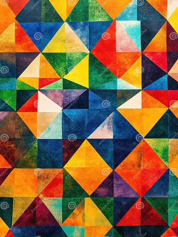 Intricate Triangular Patterns Blend in Vivid Colors, Creating a ...