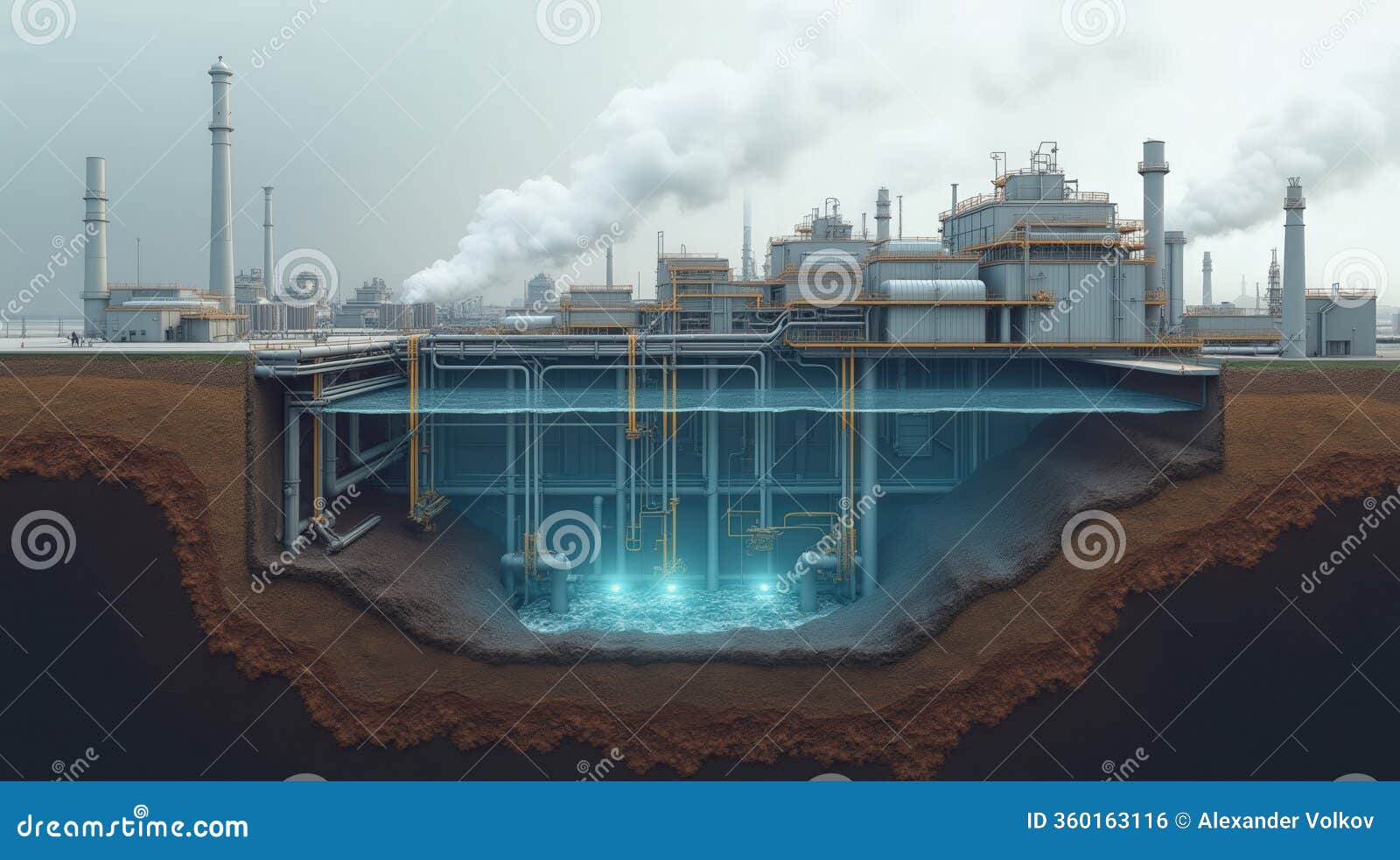 An Intricate Underground Piping System of an Industrial Oil Refinery ...