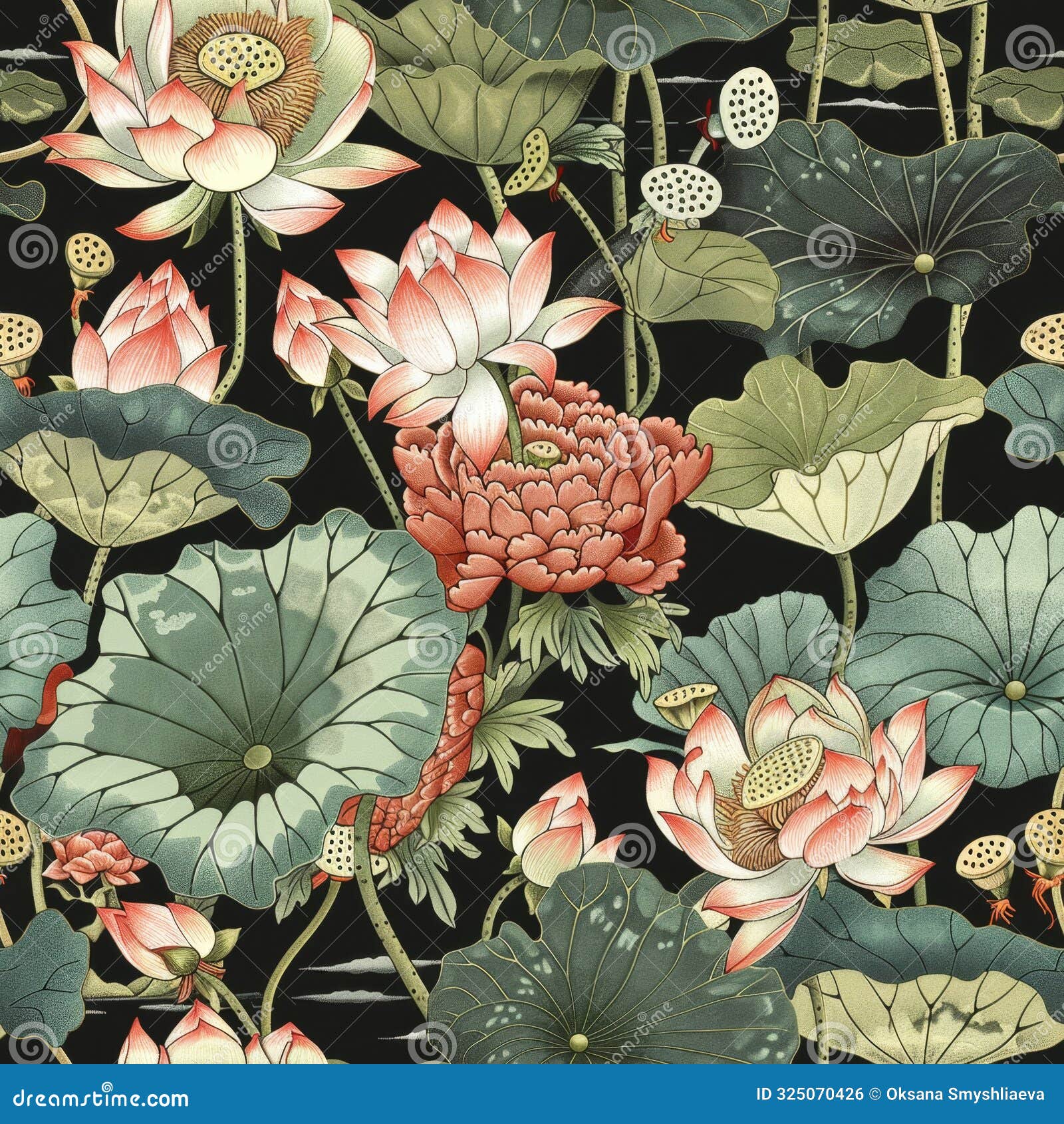 Vintage Of Lotus Flower Stock Photography | CartoonDealer.com #43264838