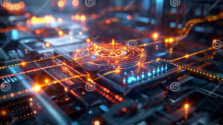 Intricate Visualization of Photon Pathways in Quantum Network Stock ...