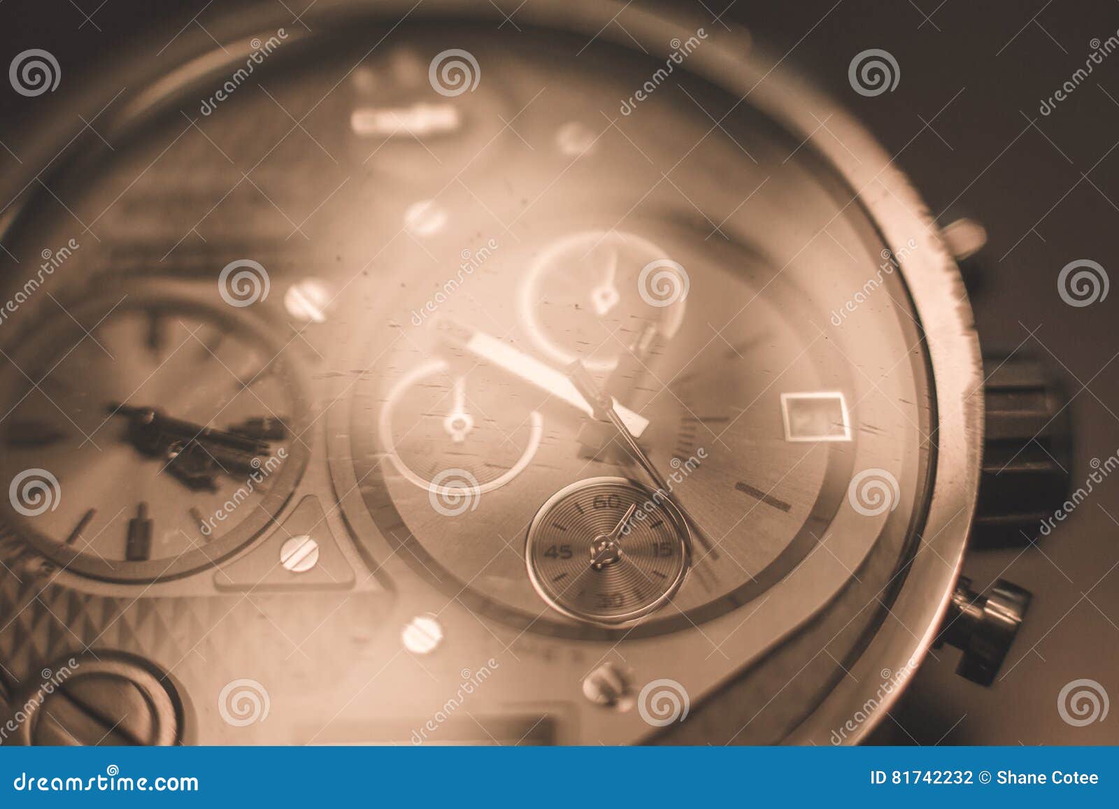 Intricate Watch Face with Multiple Dials Stock Photo - Image of face ...