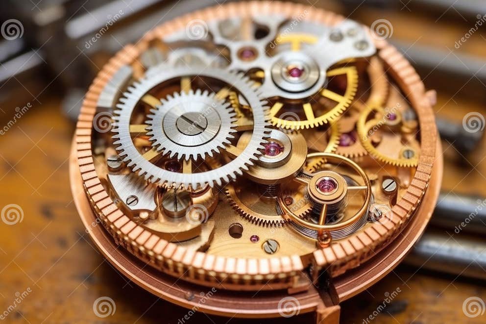 An Intricate Watch Spring Coiled on a Workshop Table Stock Image ...