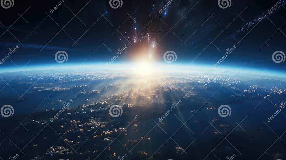 Intricate Weather Patterns Over Earth, Viewed Space, Highlighted by Sun ...