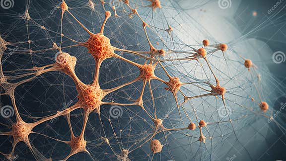 Intricate Web Of Neural Network Abstract Image Featuring Nodes Synaptic Patterns And Dynamic