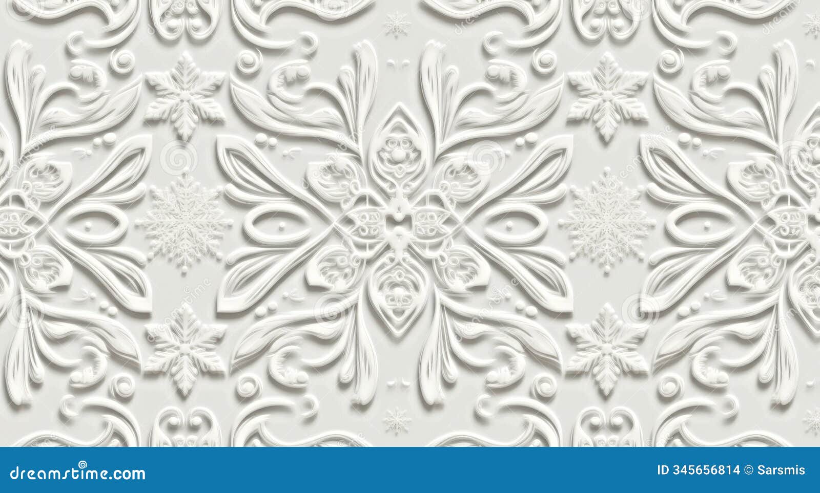 Intricate White Floral Pattern Wallpaper with Ornate Symmetrical Design ...