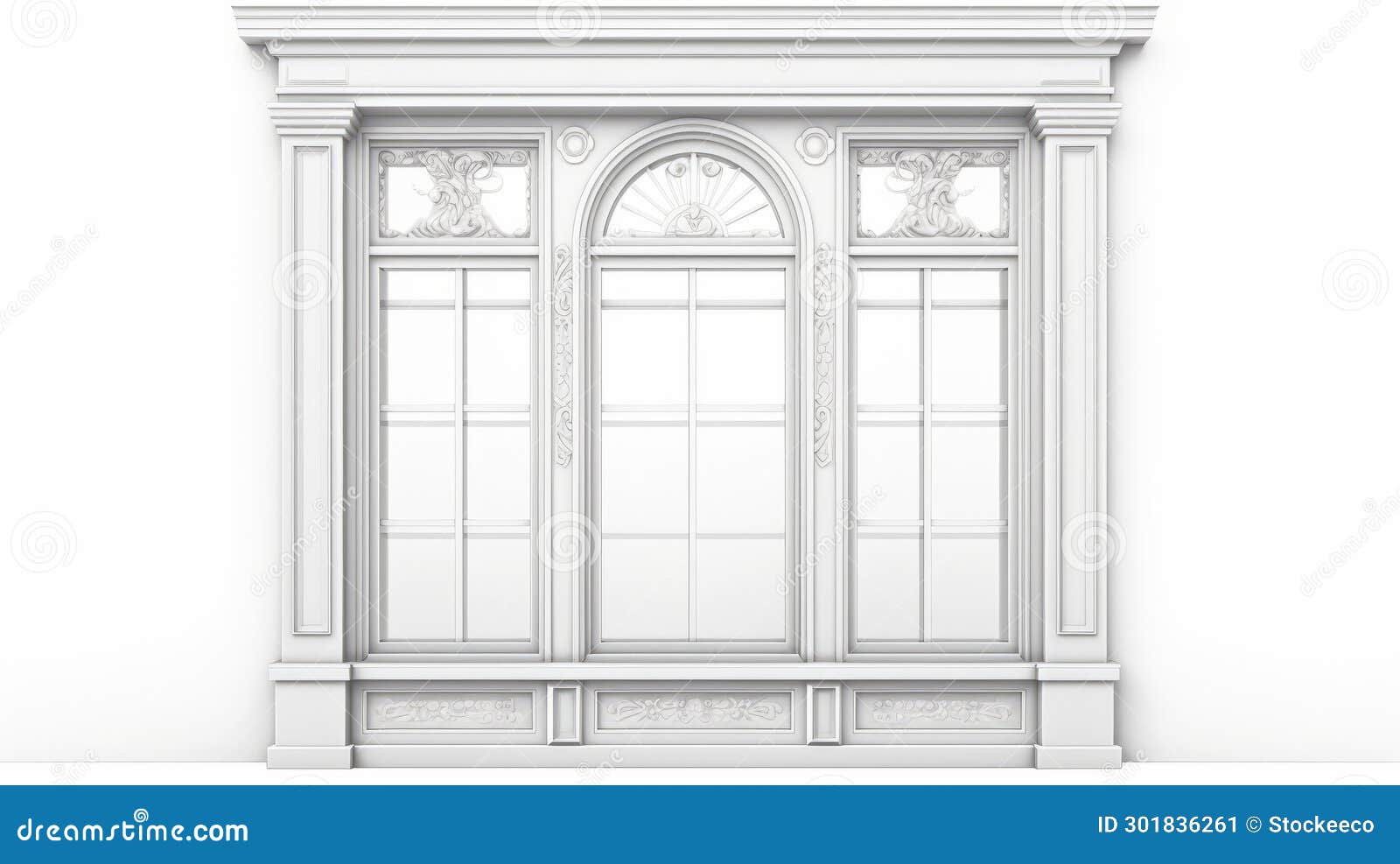 Intricate White Window: Classical Style 3d Rendered Image Stock ...