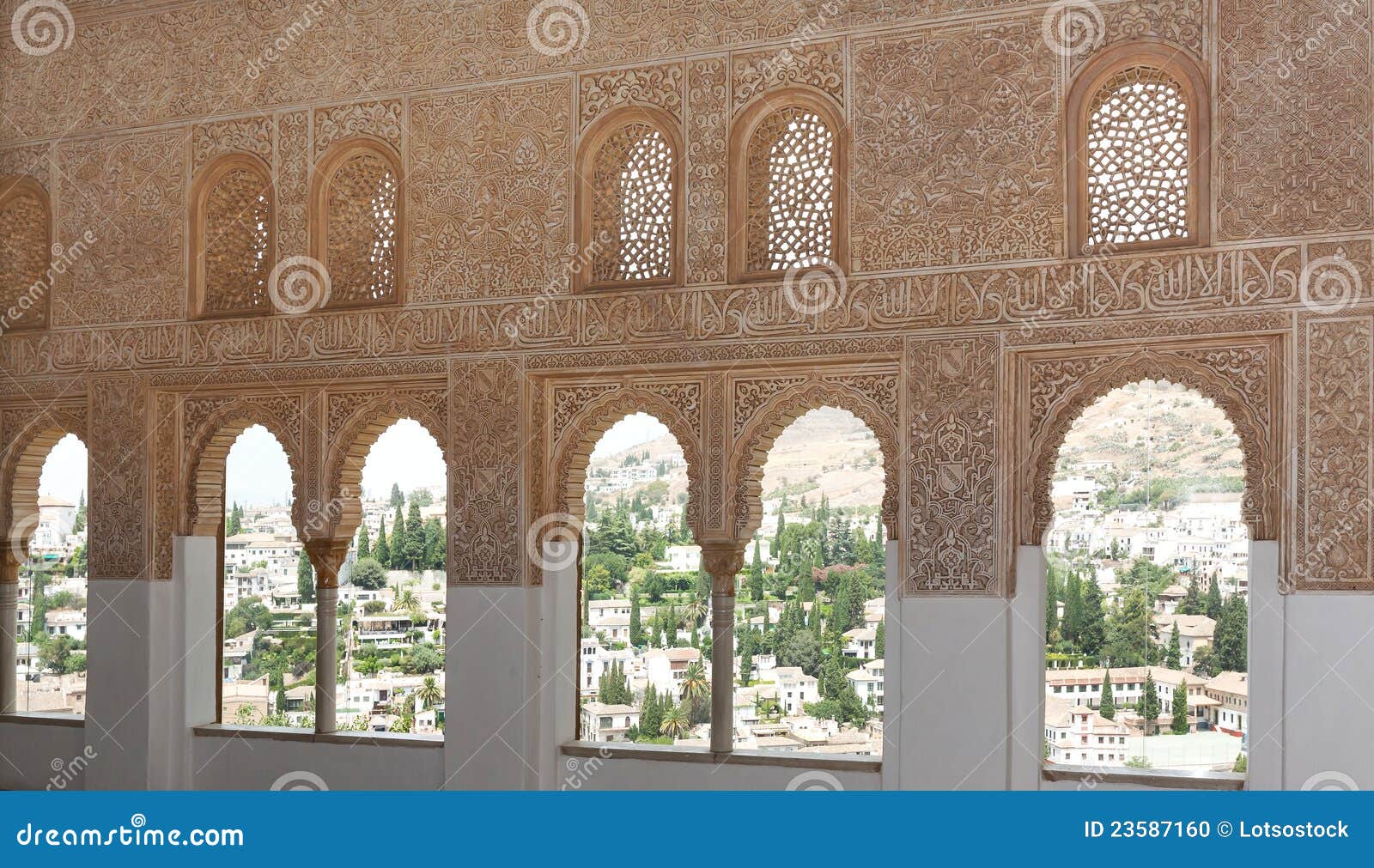 Intricate Window Detail Inside the Alhambra Palace Stock Photo - Image ...
