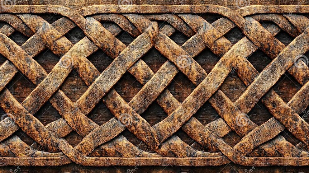 Intricate Wooden Latticework, a Seamless Pattern of Interwoven Strips ...
