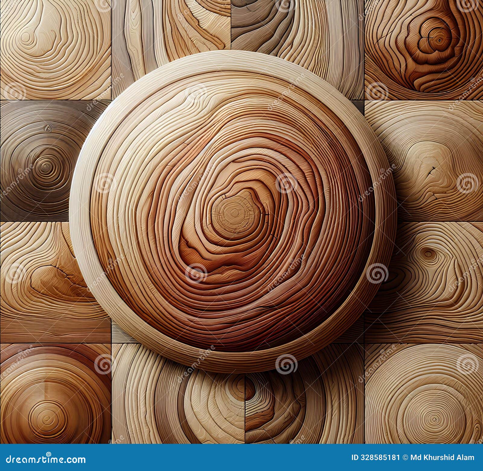 Intricate Wooden Texture with Concentric Tree Rings Creating a Natural ...
