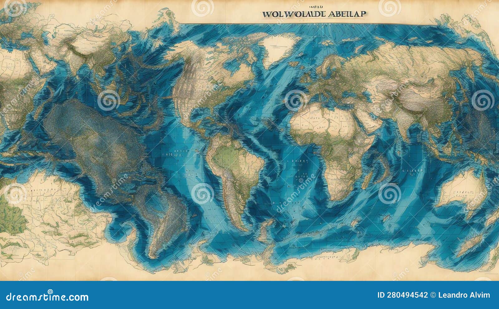 Intricate World Map with Detailed Illustrations.AI Generated Stock ...