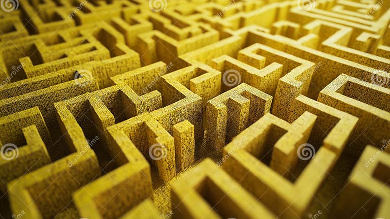Intricate Yellow Maze with Textured Walls Creating a Complex Pattern ...