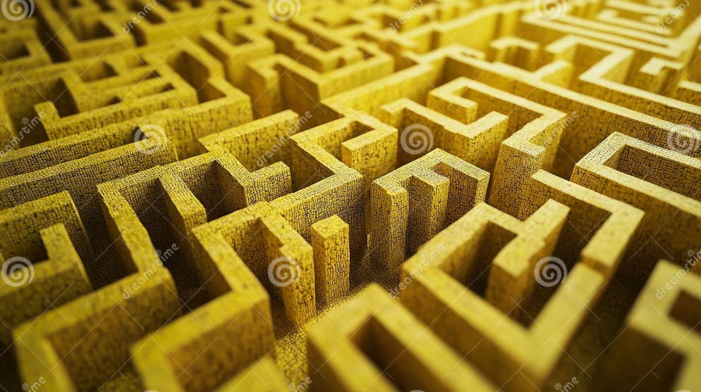 Intricate Yellow Maze with Textured Walls Creating a Complex Pattern ...