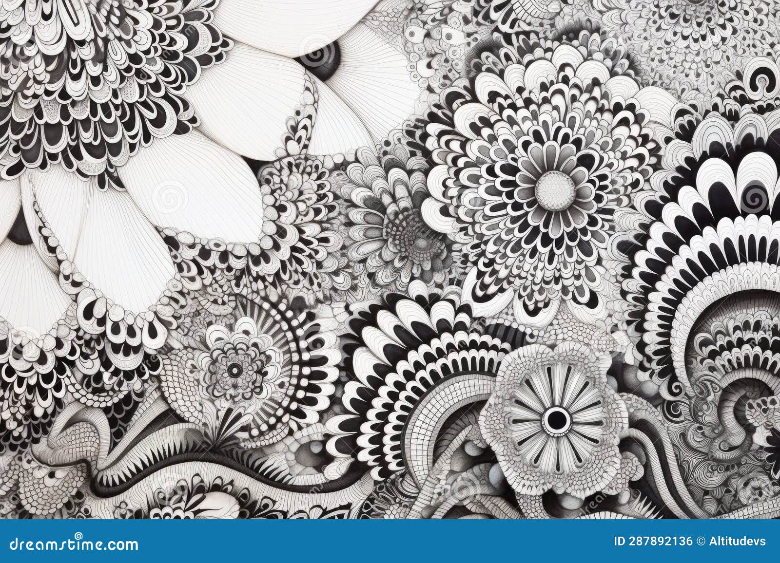 Intricate Zentangle Patterns on a White Canvas Stock Photo - Image of ...
