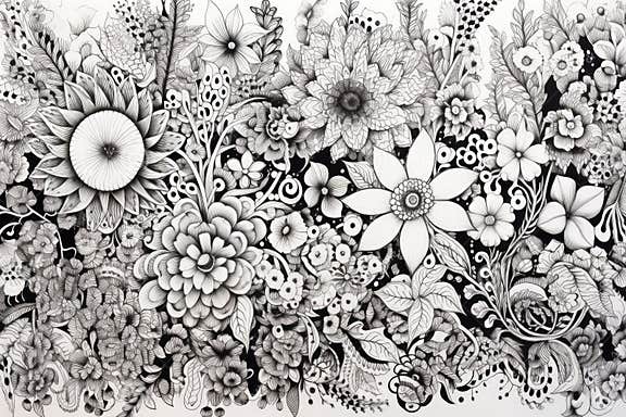 Intricate Zentangle Patterns on a White Canvas Stock Image - Image of ...
