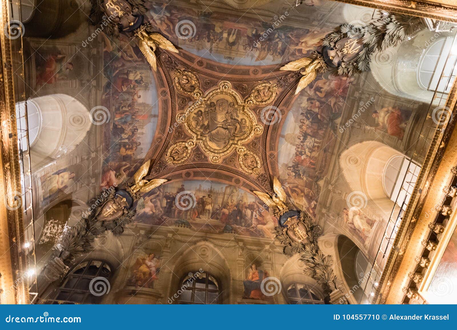 The Intricately Decorated Ceiling Inside Louvre Museum in Paris ... The Intricately Decorated Ceiling Inside Louvre Museum in Paris ...