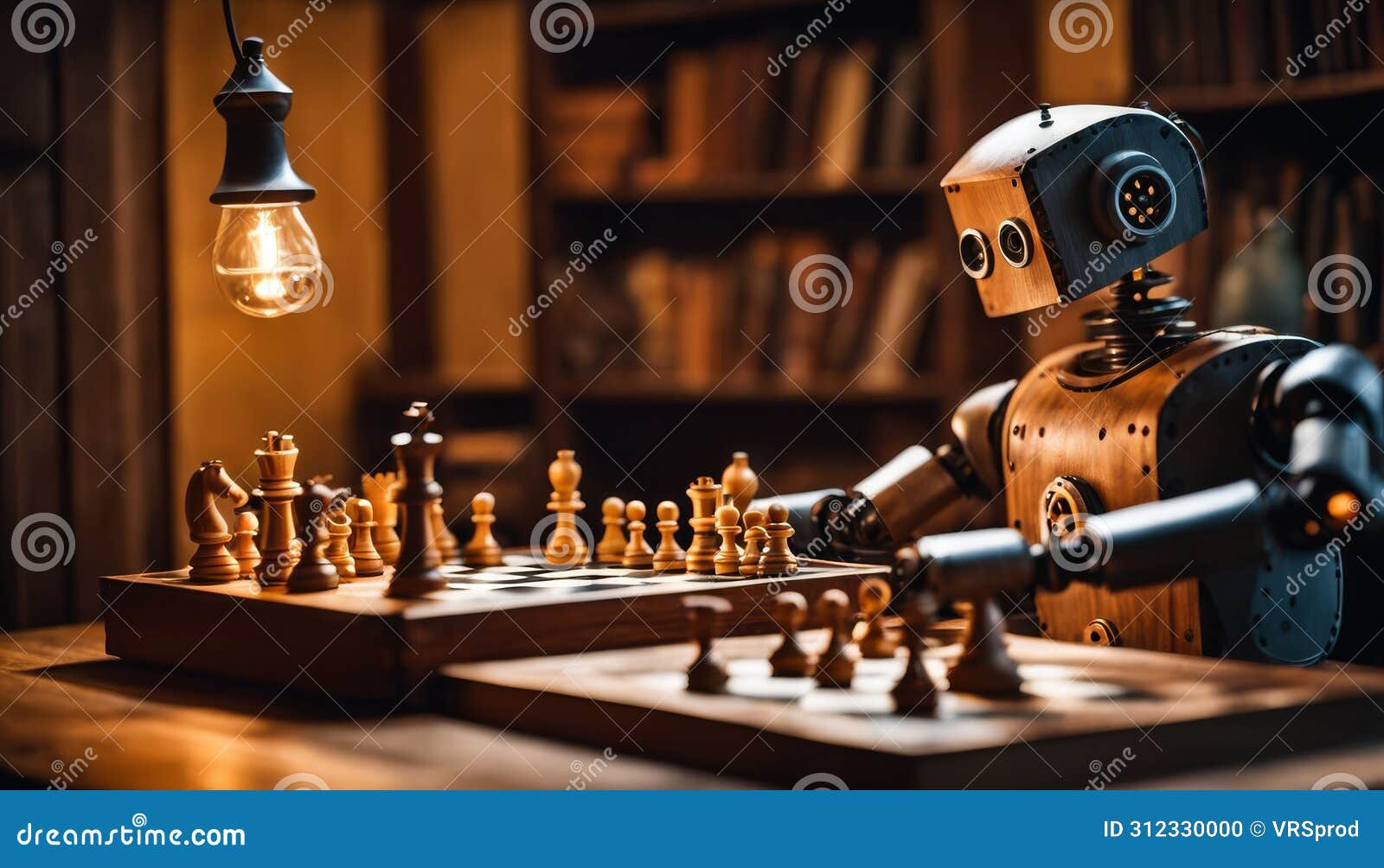 Robot Contemplating Chess Moves Stock Photo - Image of board, challenge ...