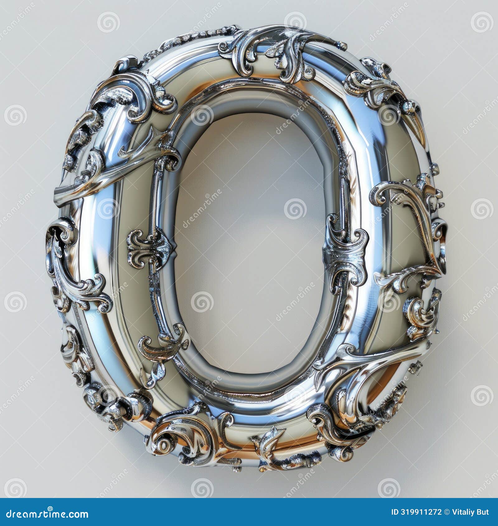 Intricately Designed Silver Letter O Shines on a Pristine White ...