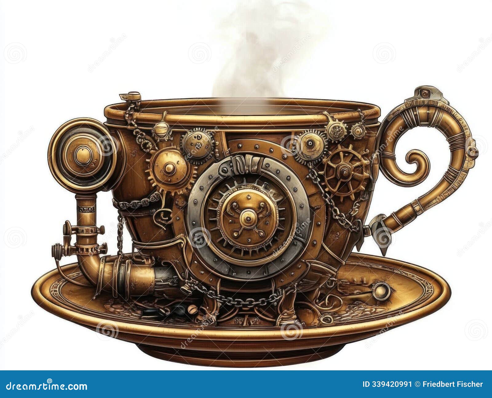 Intricately Designed Steampunk Tea Cup with Gears and Clockwork Motifs ...