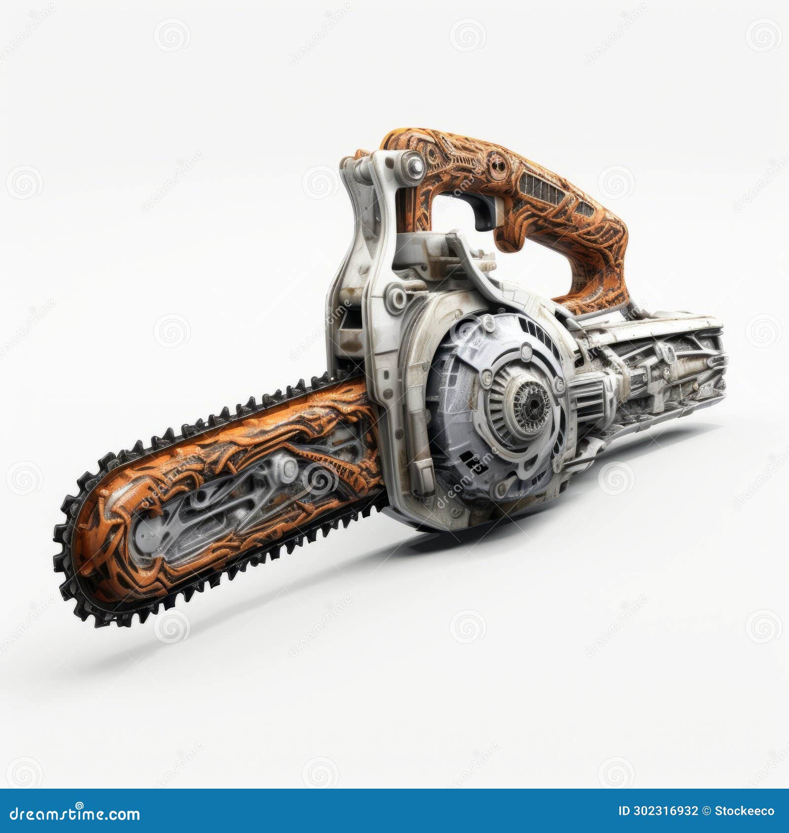 Intricately Detailed Chainsaw Machine with Panfuturistic Design Stock ...
