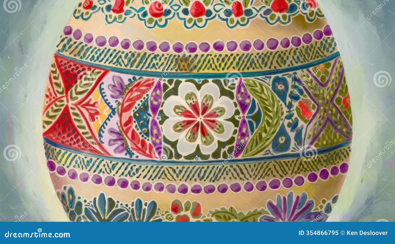 A Set Of Intricately Painted Easter Eggs, With Detailed Nature-inspired ...