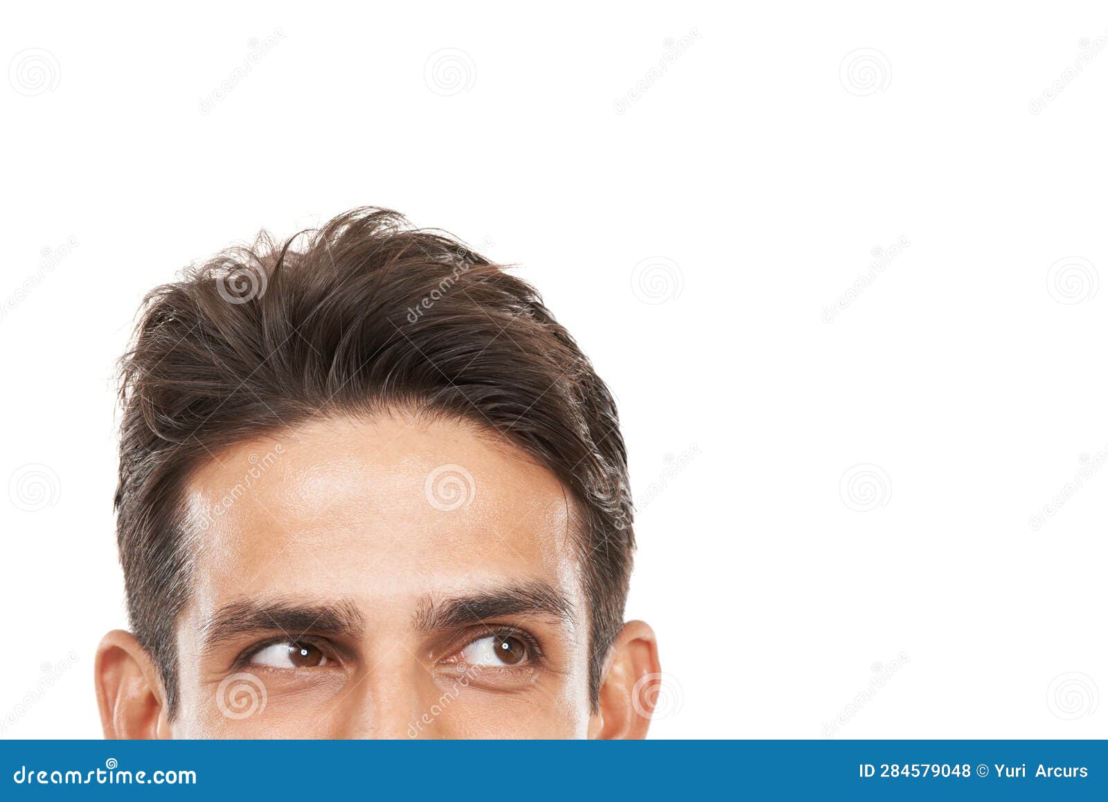 Intrigued by Your Copyspace. Cropped Shot of a Young Mans Face Looking ...