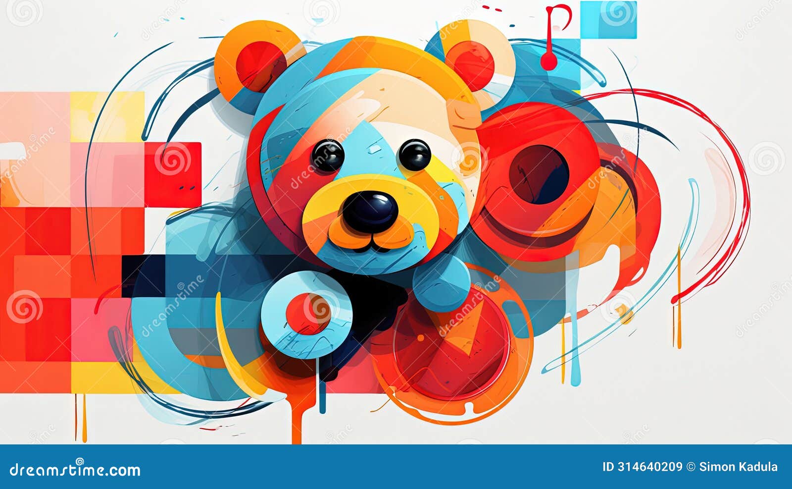 An Intriguing Abstract Illustration of a Teddy Bear Stock Illustration ...