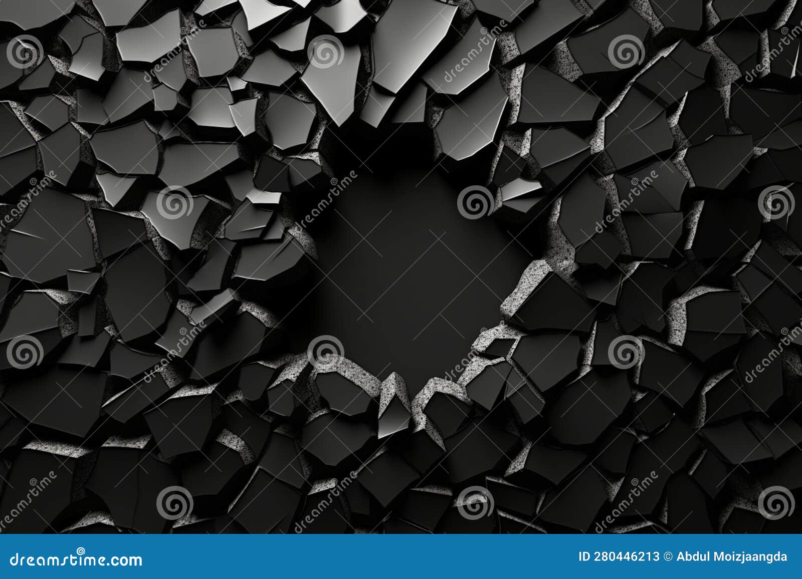 Intriguing Black Broken Wall Depicted in a Mesmerizing 3D Render Stock ...