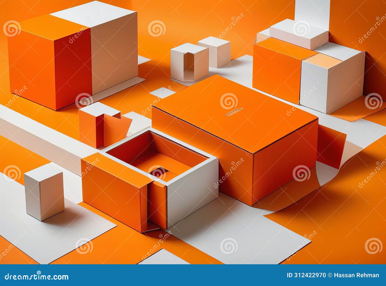 The Intriguing Contrast of an Orange Box Against Monochromatic Backdrop ...