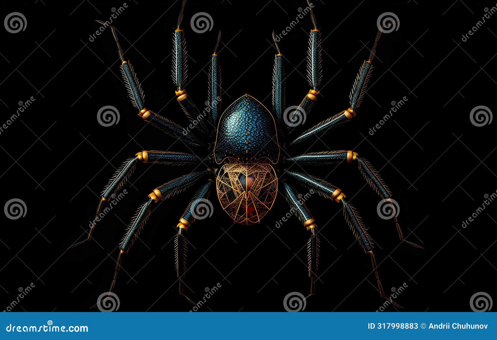 Intriguing 3D Spider Illustration on Dark Backdrop Stock Illustration ...