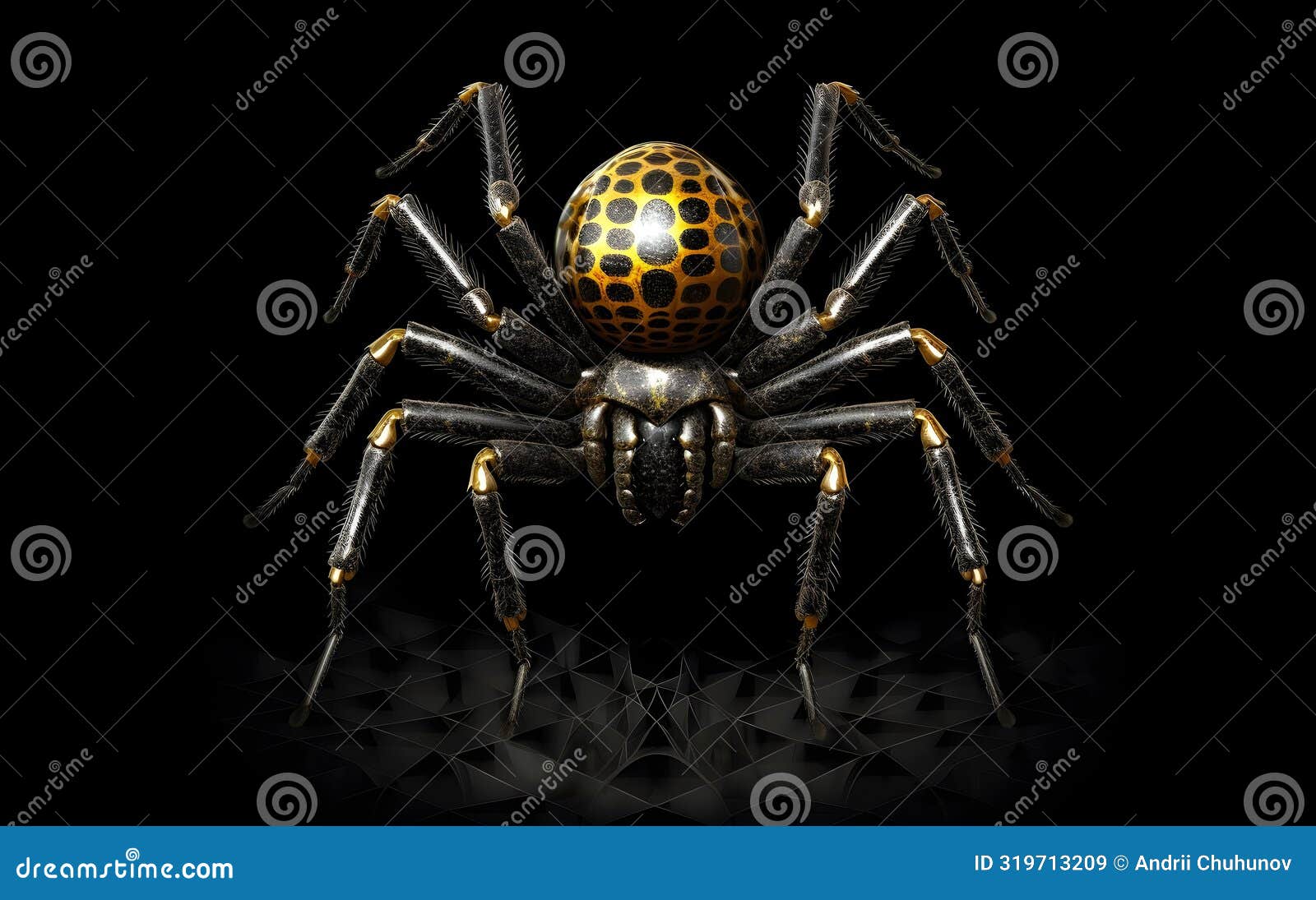Intriguing 3D Spider Illustration on Dark Backdrop Stock Illustration ...