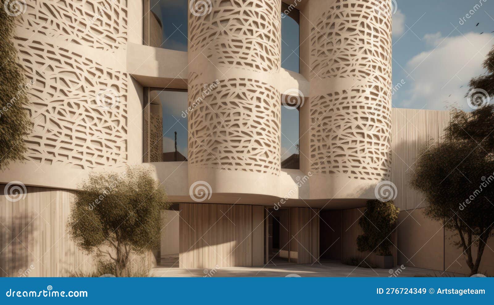 An Intriguing Design with a Modular Facade in Muted Beige Tones. AI ...