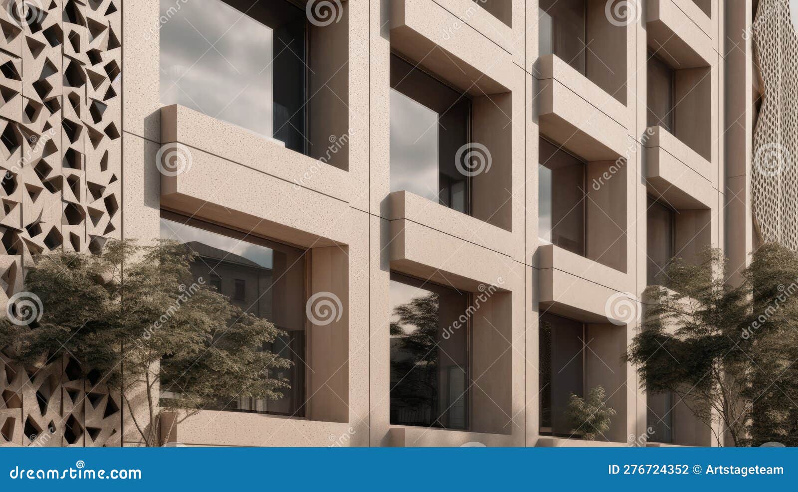 An Intriguing Design with a Modular Facade in Muted Beige Tones. AI ...