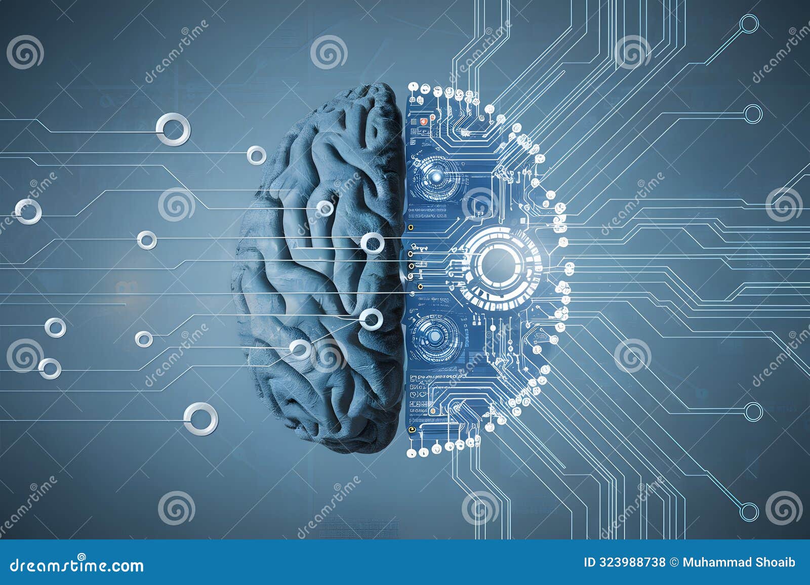 Intriguing Digital Composition Human Brain with Abstract Circuit Board ...