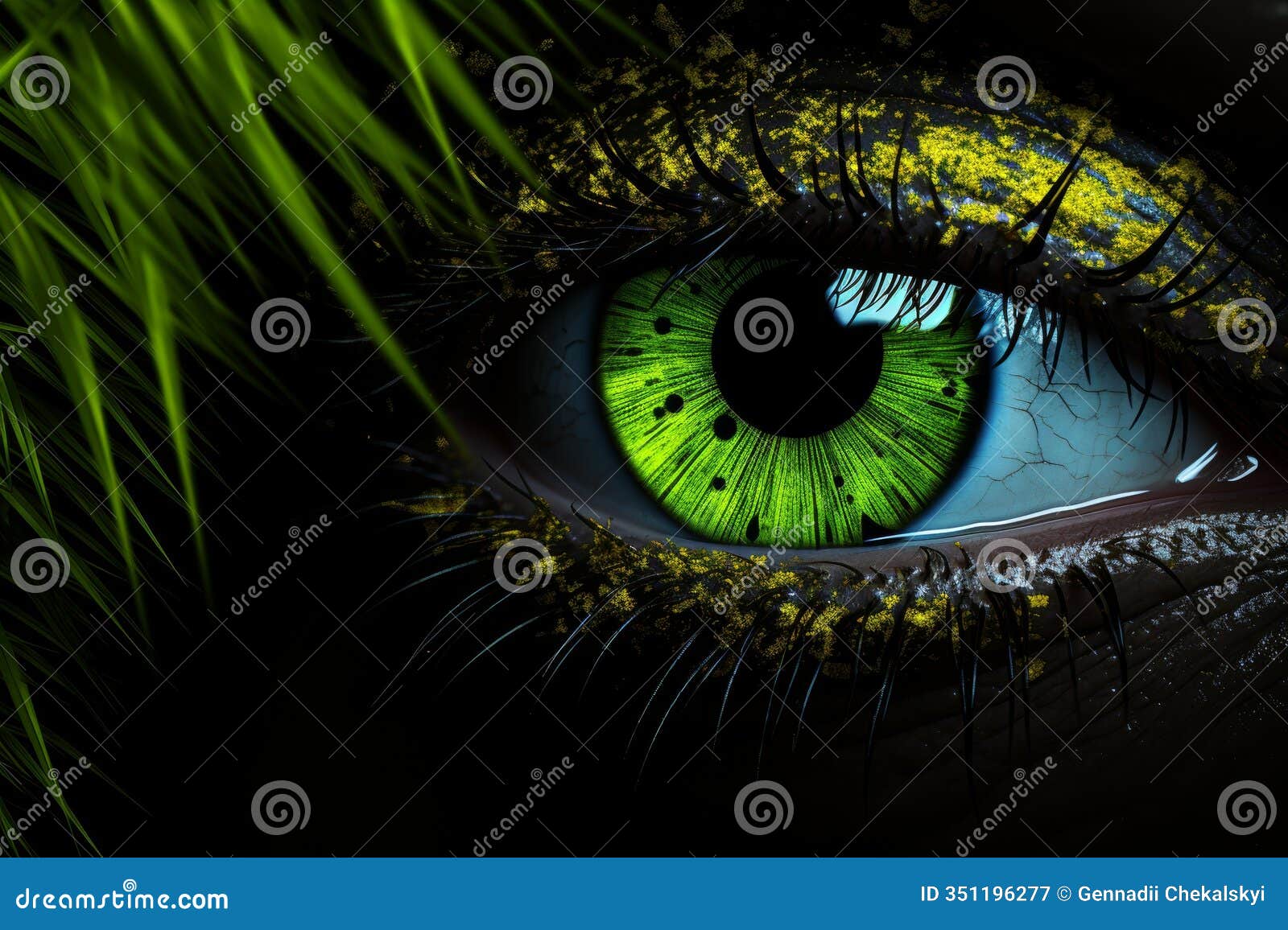Intriguing Eyes in Black and Green a Captivating Illusion of ...