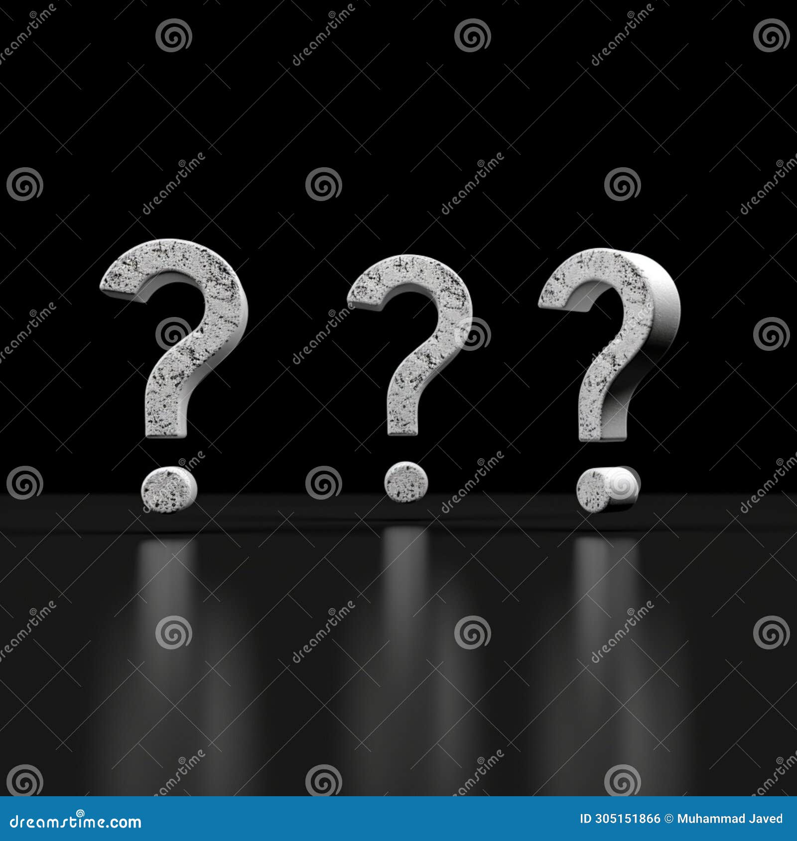 Intriguing FAQ Concept Three White Question Marks on Black Background ...