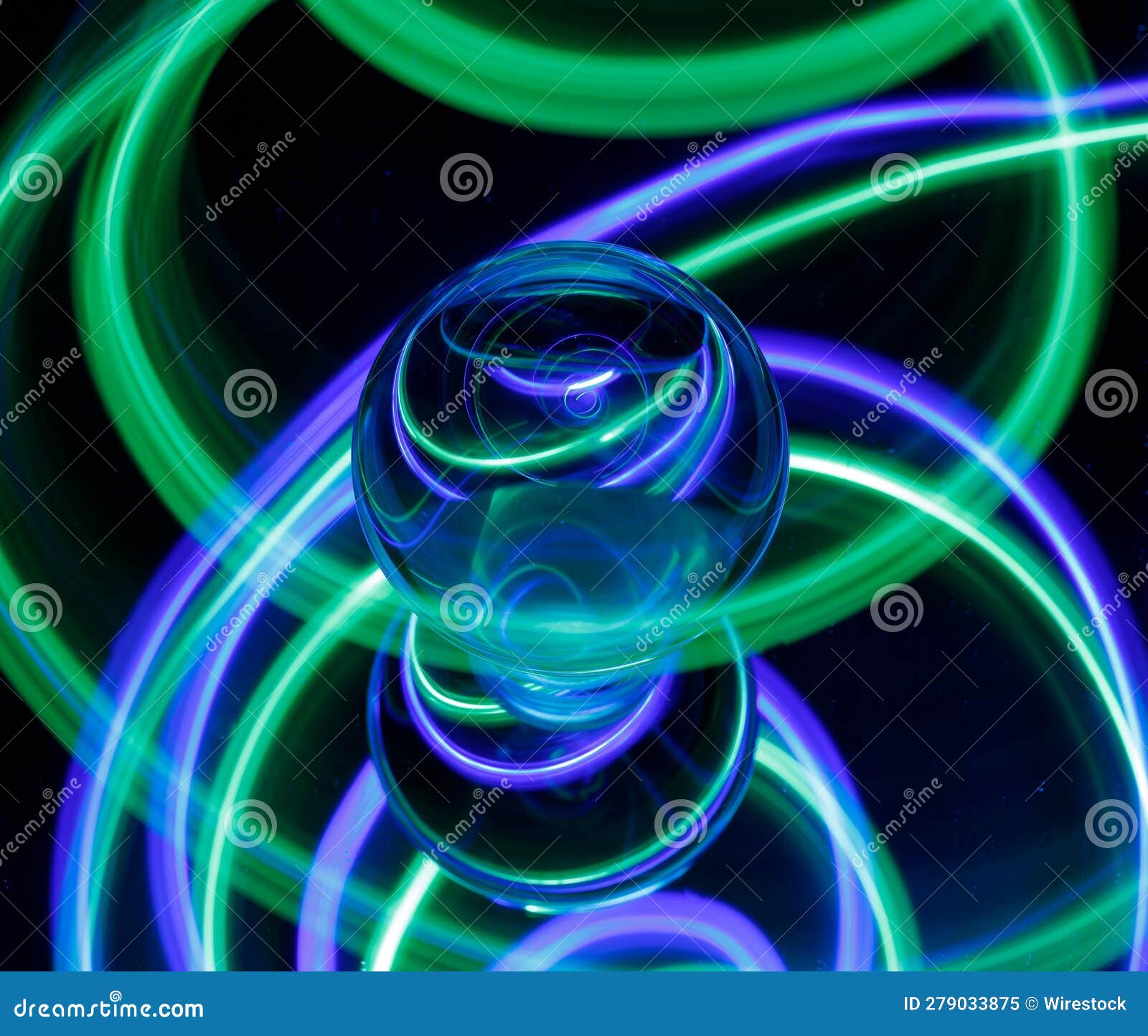Intriguing Green and Blue Light Emanating from a Light Bulb in a Dimly ...