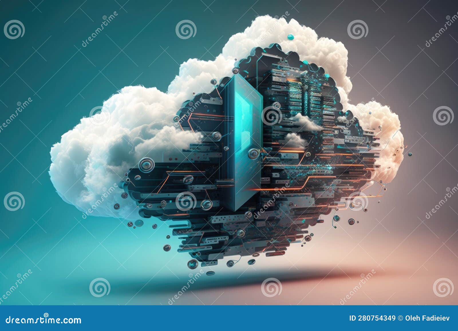 Digital Hardware Shrouded in a White Cloud. the Concept of Cloud ...