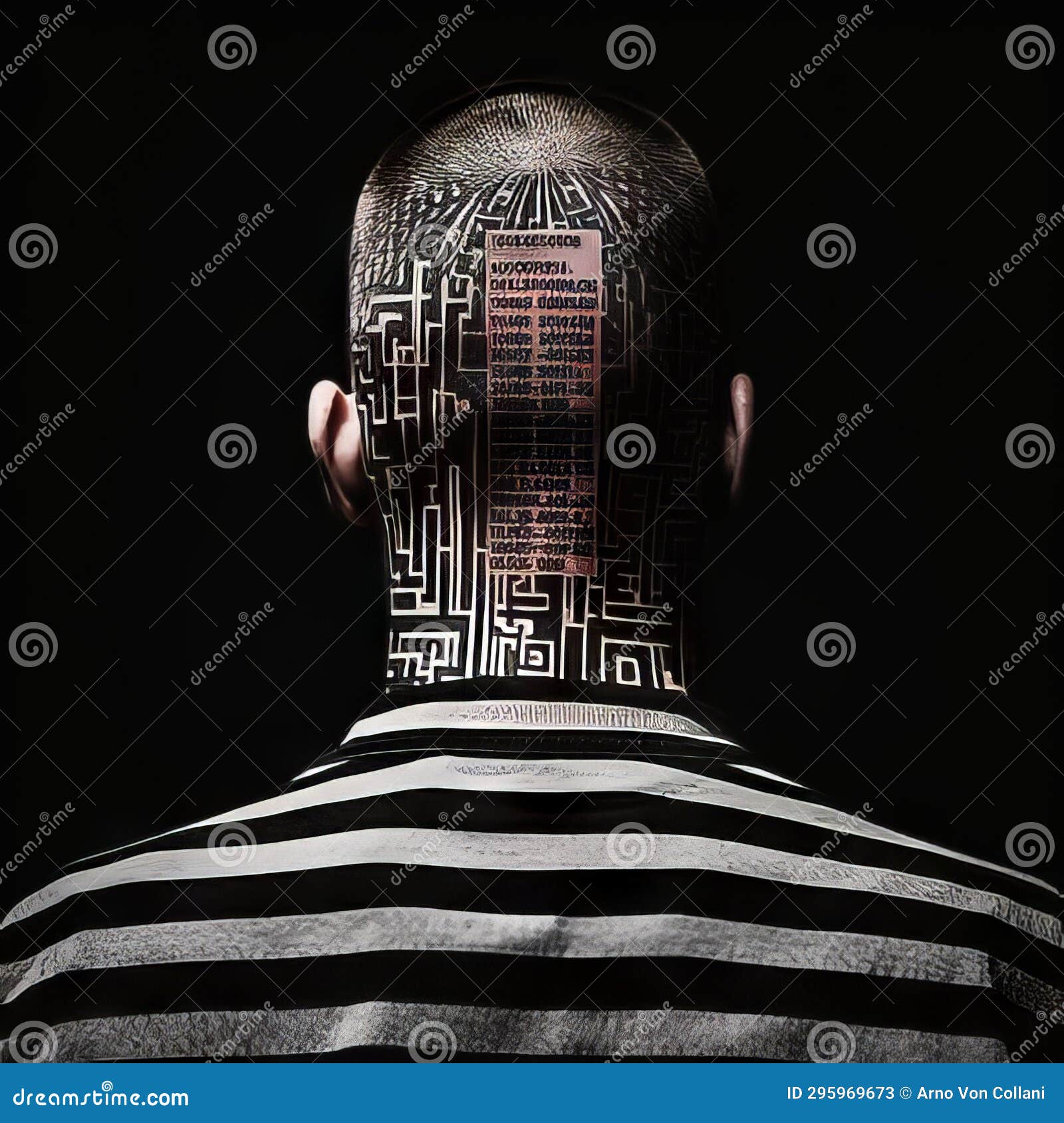 Digital Identity: Man with Tattooed QR Code on the Back Stock ...