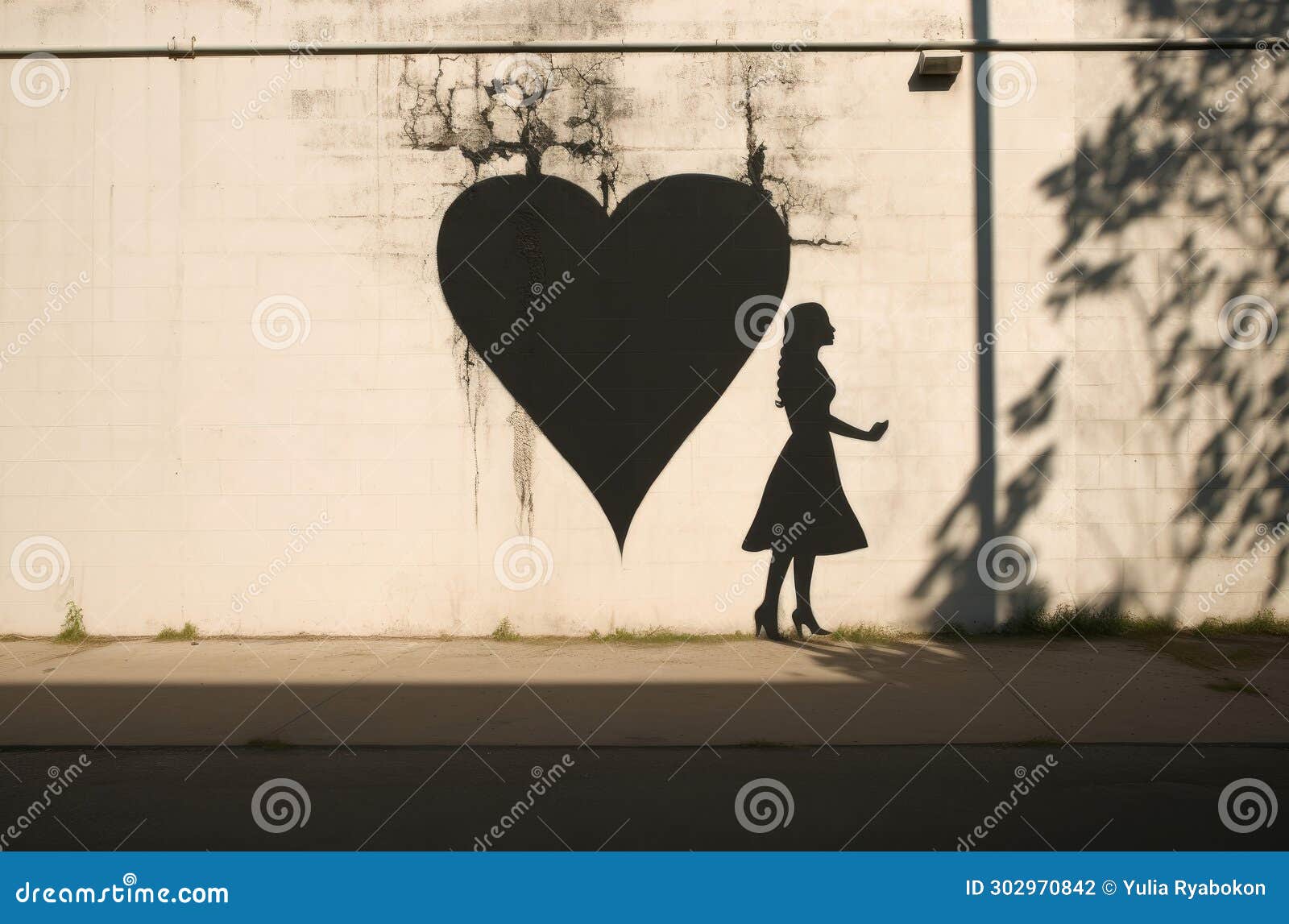 Intriguing Love Wall Heart Shadow. Generate Ai Stock Illustration ...
