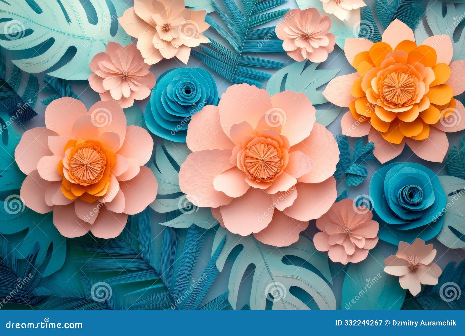 Intriguing Pastel Color Paper Flower Illustrations Stock Image - Image ...