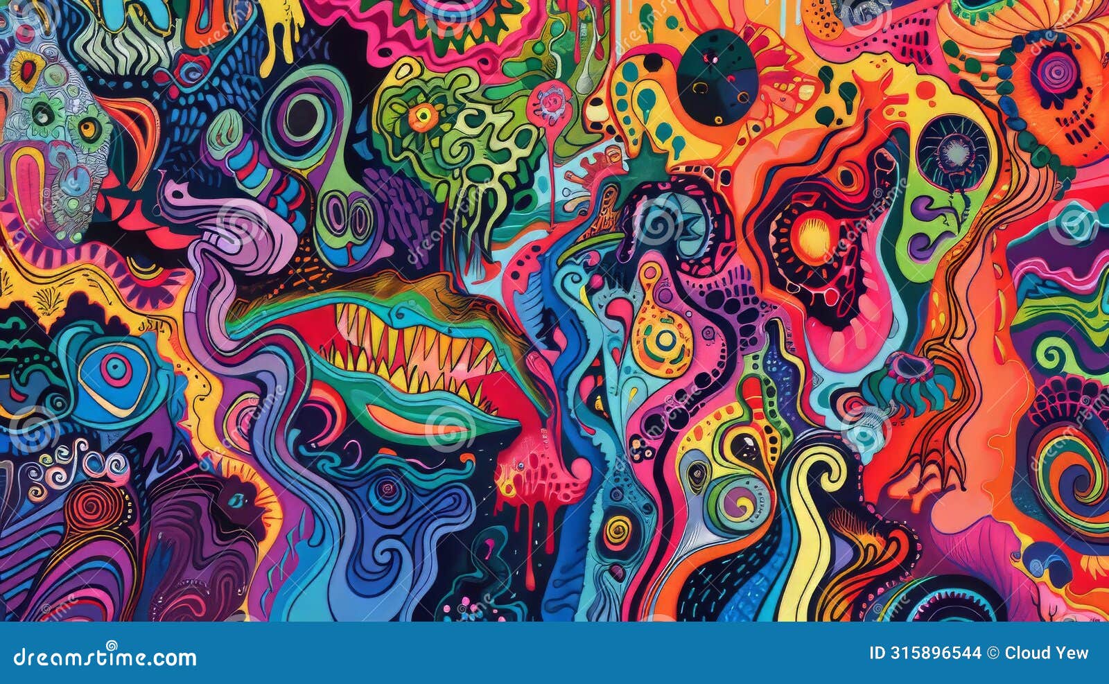 Intriguing Psychedelic Patterns into a World of Imagination Stock ...