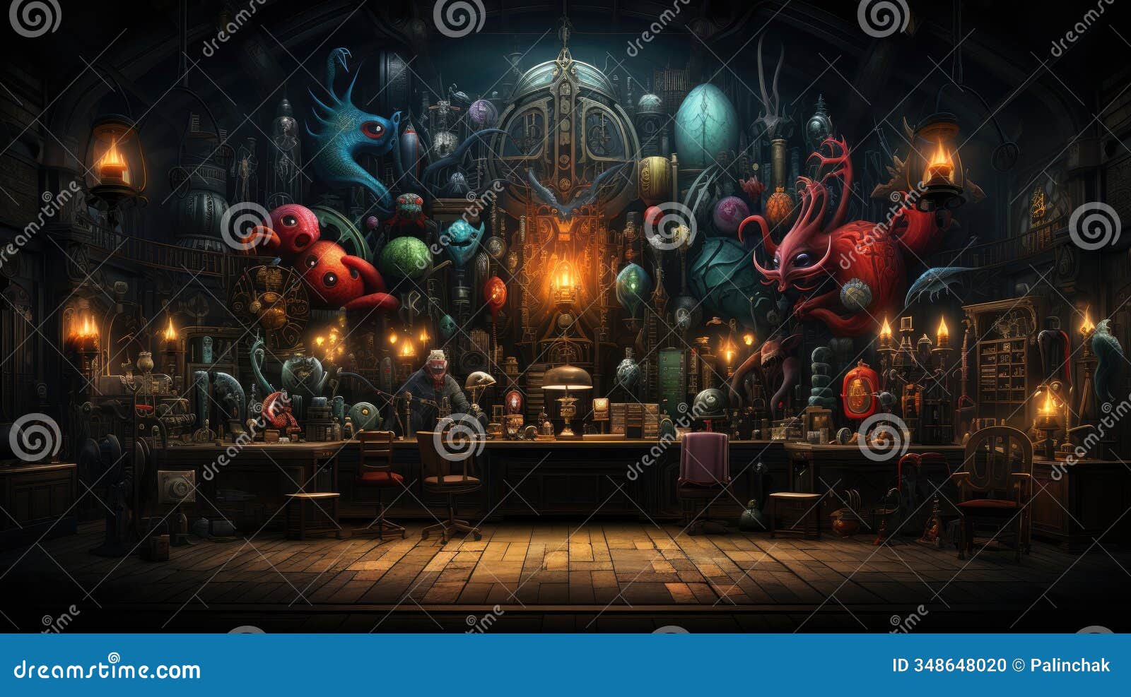 Mysterious Shop Filled with Enchanting Artifacts and Creatures in a ...