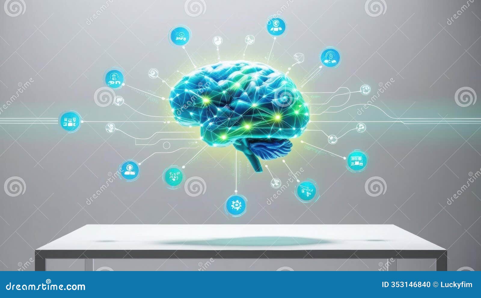 Intriguing Table Display Featuring a Realistic Human Brain Captured in ...