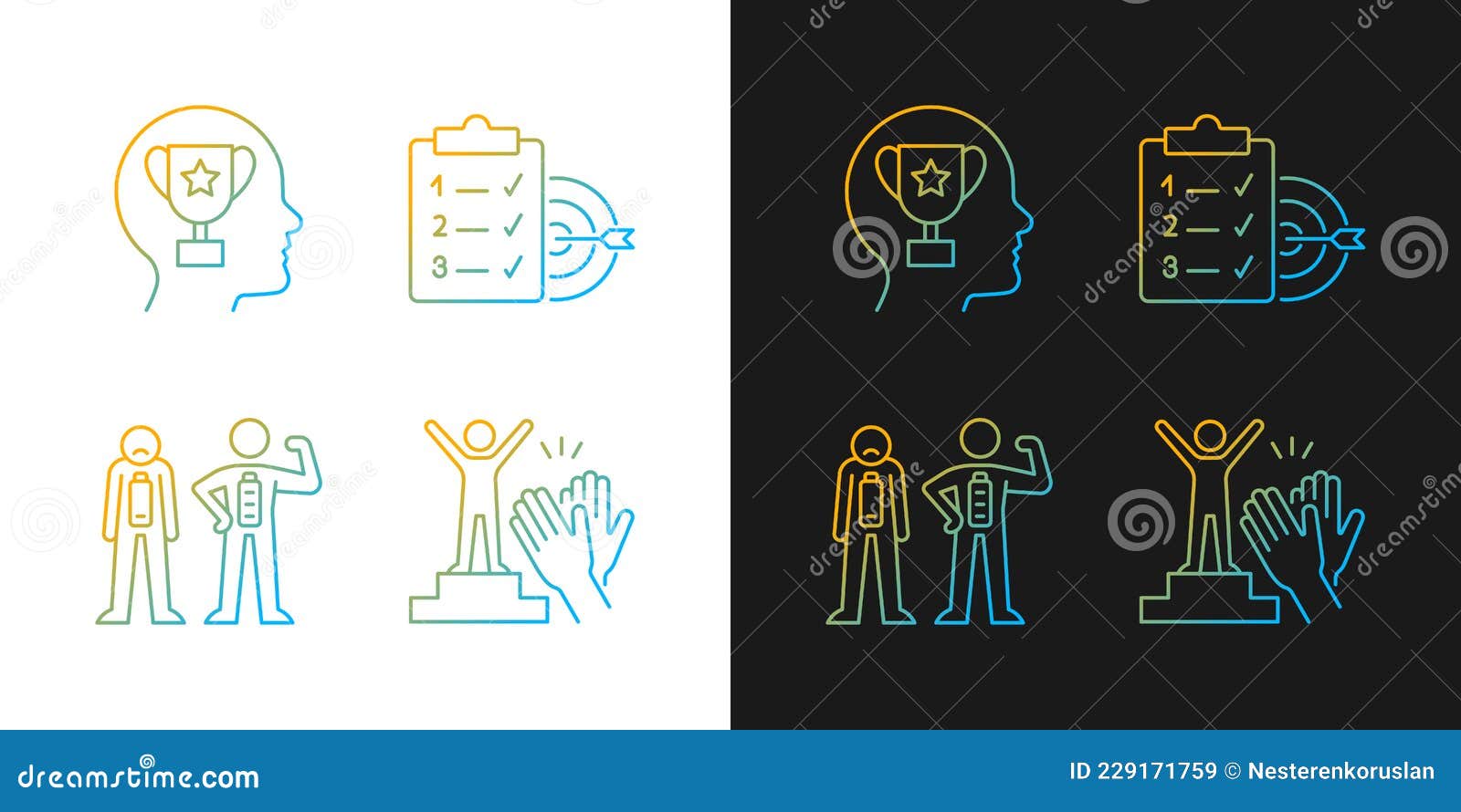 Intrinsic Motivation Gradient Icons Set for Dark and Light Mode Stock ...