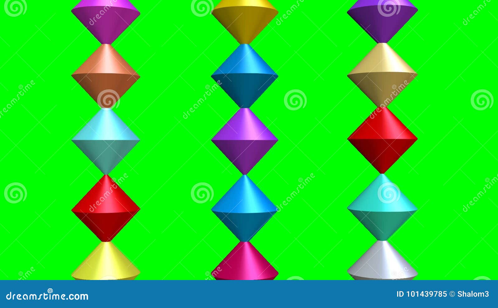 Intro Animation with Multicolored Cone Set in 3d Design on Green Screen ...