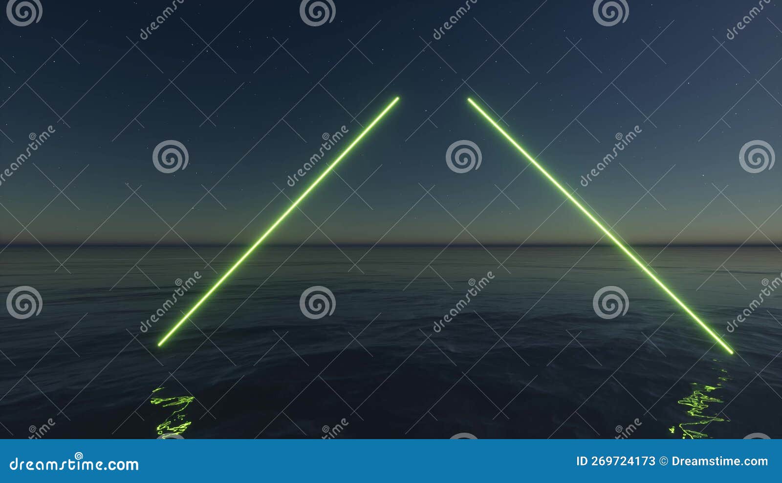 Intro Neon Lines on the Ocean 3d Stock Illustration - Illustration of ...