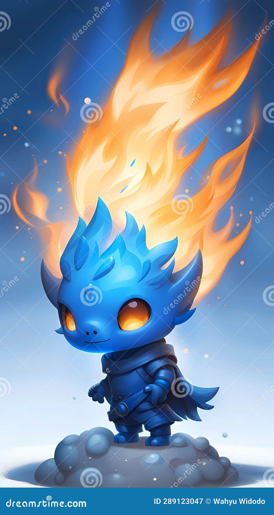 3D Blue Flame Cartoon Character Design Illustration Ai Generated Stock ...