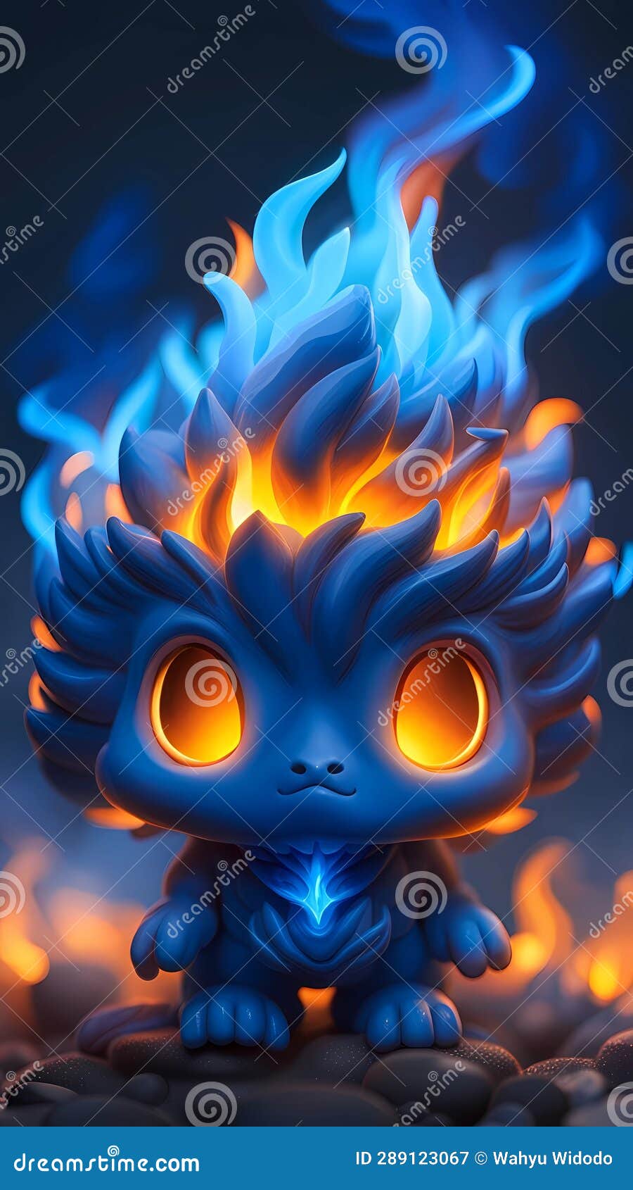 3D Blue Flame Cartoon Character Design Illustration Ai Generated Stock ...